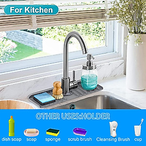 2Pack Silicone Faucet Handle Drip Catcher Tray, Hyjjlele Kitchen Guard Silicone Faucet Sink Handle Drip Catcher Mat, Bathroom Faucet Water Catcher Splash Guard, Drying Countertop Pad