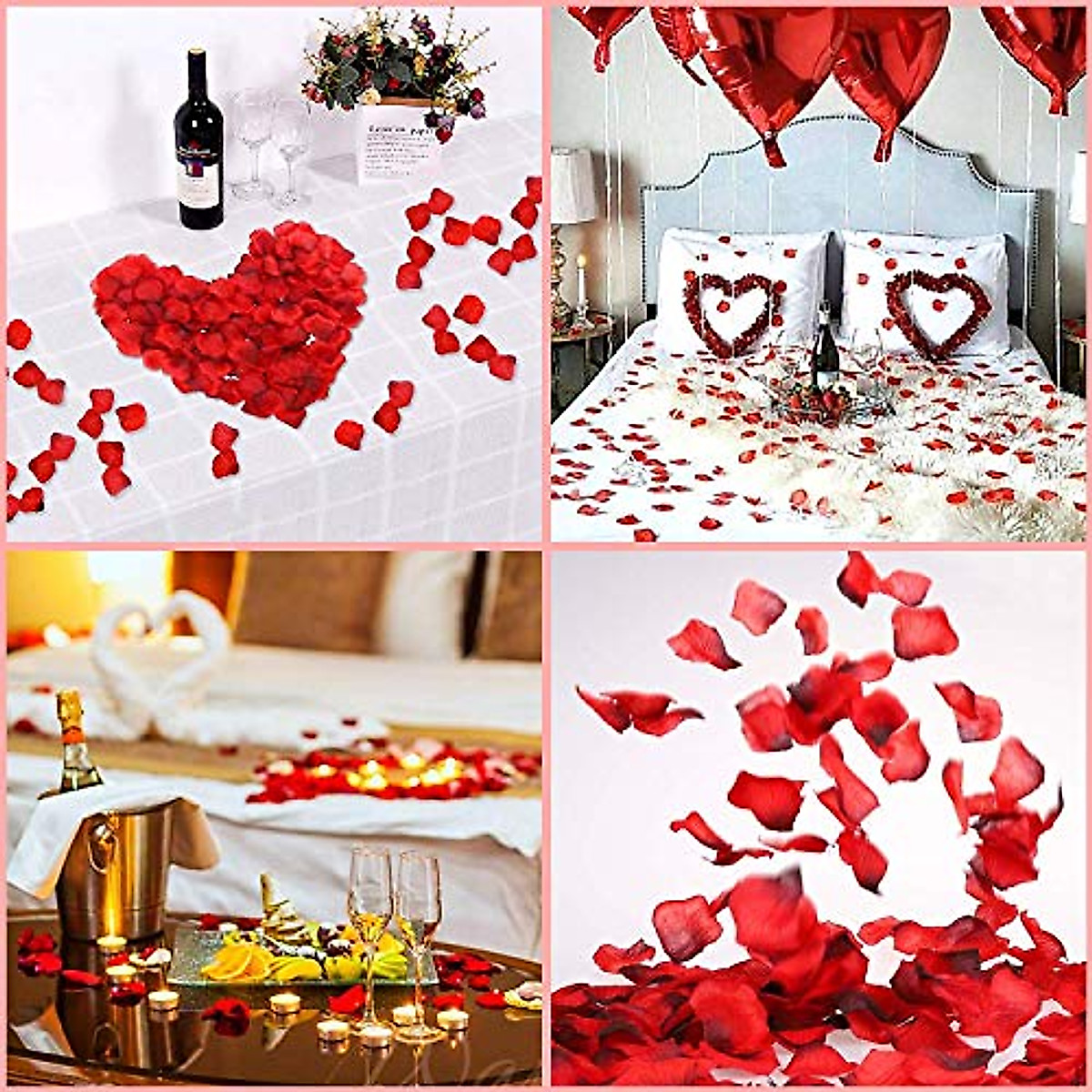 Golray 40 Pack I Love You Balloons and Heart Balloons Kit with 1000 Pcs Dark-Red Silk Rose Petals Wedding Flower Decoration Love-Bear Red Heart Balloons for Valentine Day Party Decorations