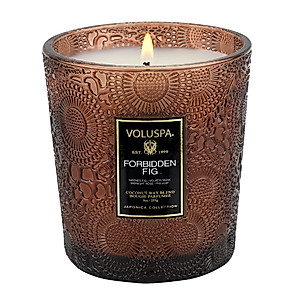 Voluspa Forbidden Fig, Classic Boxed Candle, 9 oz, 60 Hour Burn Time, All Natural Wicks and Coconut Wax for Clean Burning, Vegan, Poured in The USA
