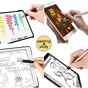 Mixoo Capacitive Stylus Pen, Disc & Fiber Tip 2 in 1 Series, High Sensitivity and Precision, Universal for ipad, iPhone, Tablets and Other Touch Screens, Model: Rose Gold