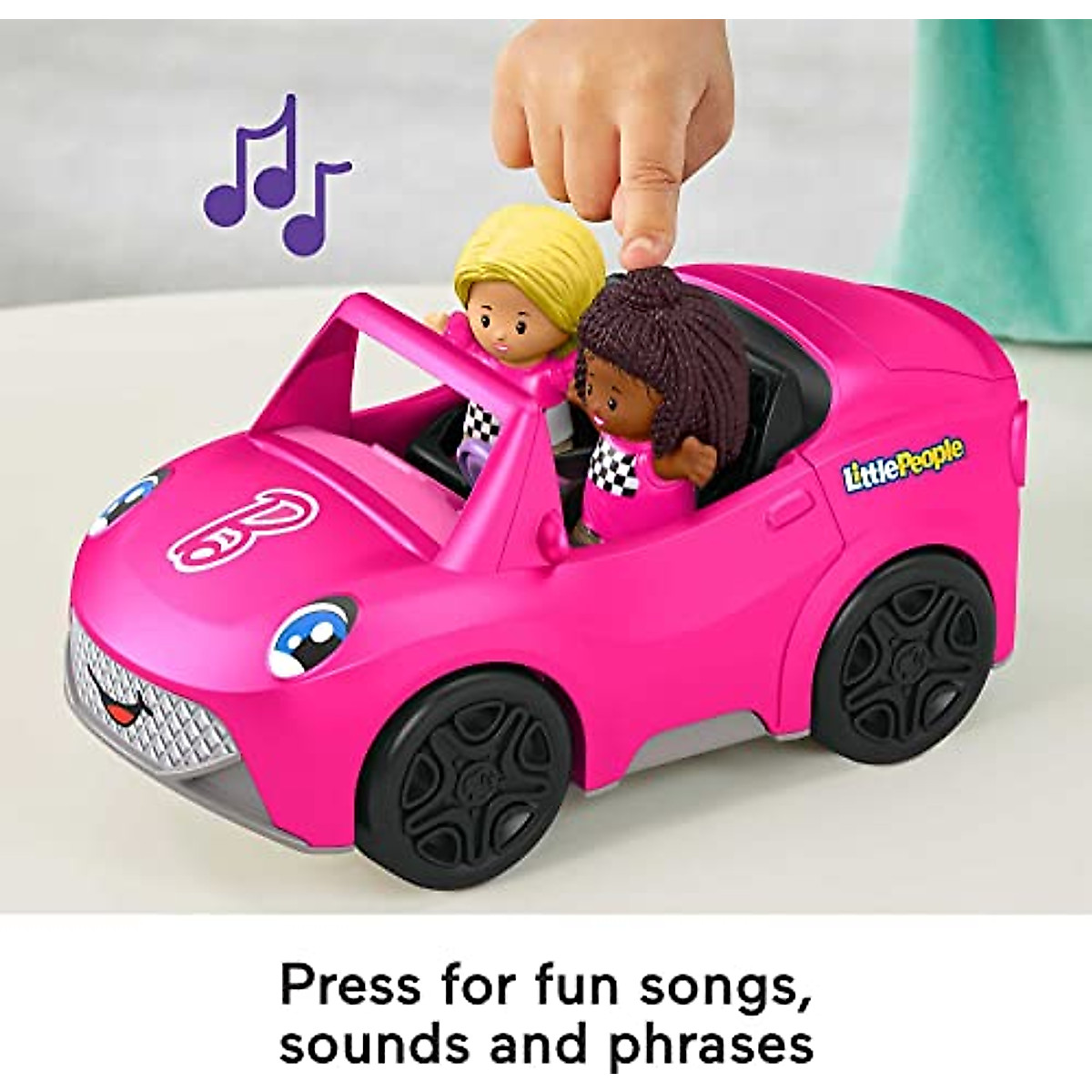 Fisher-Price Little People Barbie Toddler Toy Car Convertible with Music Sounds & 2 Figures for Pretend Play Ages 18+ Months