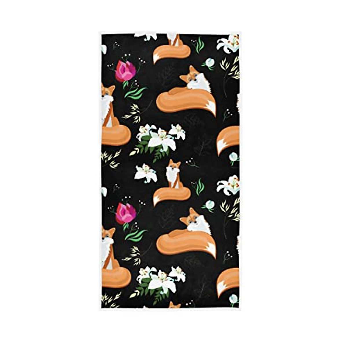 HUSSRITY Foxes in Forest Glade Towels Super Soft Hand Towel Highly Absorbent Washcloths Quick Dry Bath Towel 30x15 Inch Durable Lightweight