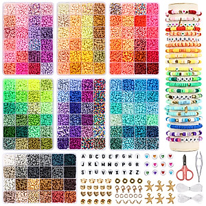 QUEFE 16800pcs Clay Beads Bracelet Making Kit, 168 Colors Polymer Beads Spacer Heishi Beads, Flat Preppy Beads for Jewelry Making Kit with Charms, DIY Crafts Gift