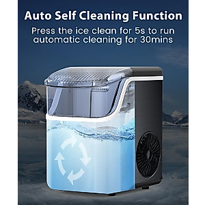 Joy Pebble Stainless Steel Ice Maker Countertop, 10,000pcs/33lbs/Day, Portable Nugget Ice Maker Machine with Handle, Self-Cleaning, Black