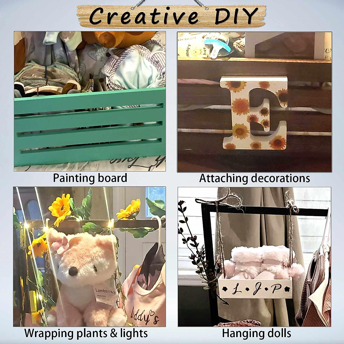 Baby Shower Crate Closet, Large Wooden Baby Basket with Handle, Baby Storage Crate Hamper, Baby Shower Gifts Crate, New Born Baby Gifts Basket for Boys Girls, Pregnancy Gifts for New Parents(Brown)