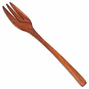 Cabilock Salad Mixing Fork Wood Salad Servers Long Handle Cooking Fork Wooden Kitchen Utensils for Salad BBQ Dessert Vegetable