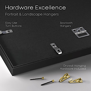 Homeforia 8x10 Black Picture Frame, High-End Metal 8 x 10 Frames for Wall or Tabletop, Black Photo Frame with Mat for 5x7, Tempered Glass, Wall Kit, Set of 1