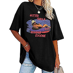 Hotter Than a Hoochie Coochie Oversized T Shirt Women Summer Beach Vacation Tops Vintage Graphic Country Music Tee (M, Black)