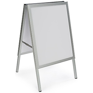 Displays2go Illuminated Sandwich Boards, Double Sided, Aluminum Construction, PVC Lens – Silver Finish (LEDABRD28)
