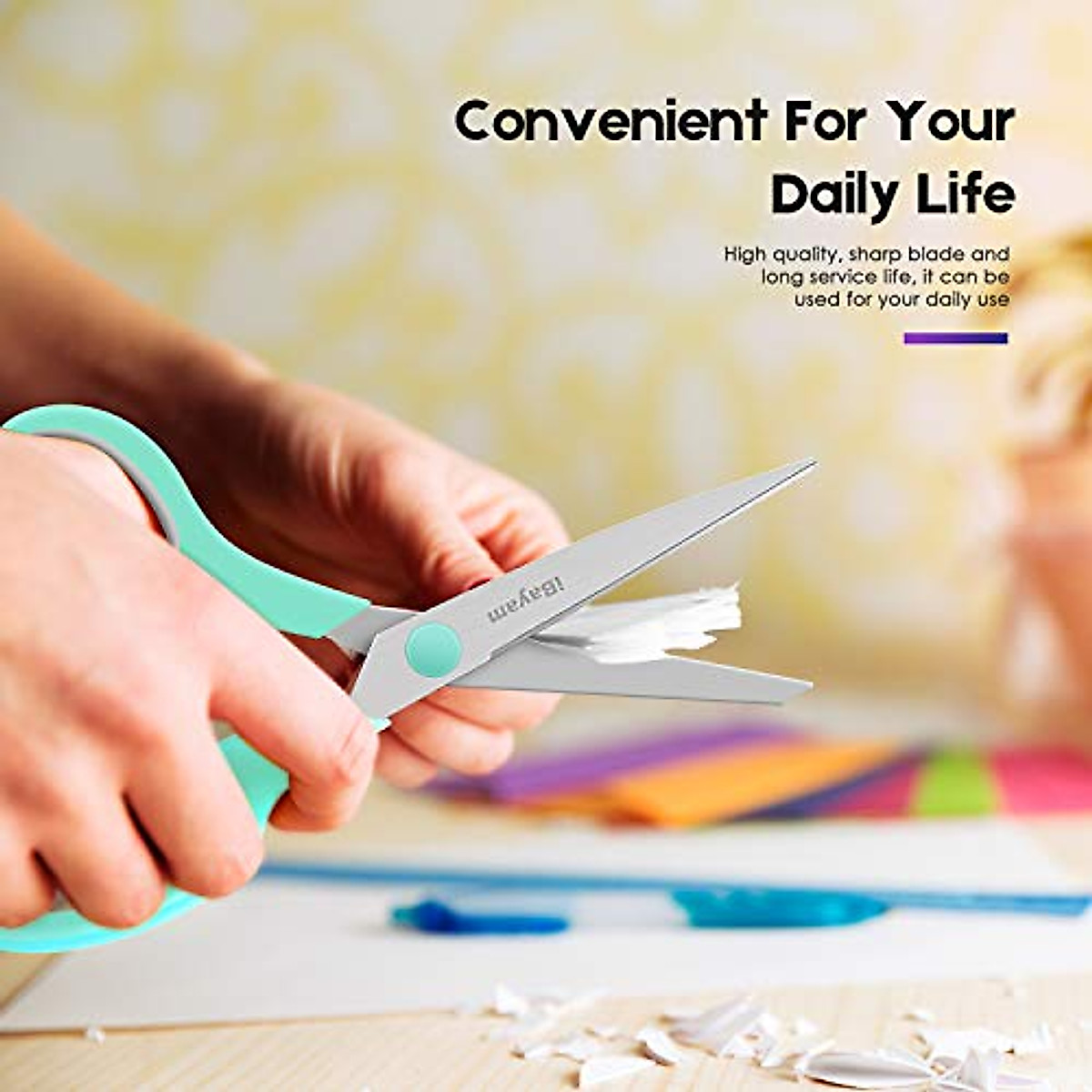 Scissors, iBayam 8" Multipurpose Scissors Bulk 3-Pack, Ultra Sharp Blade Shears, Comfort-Grip Handles, Sturdy Sharp Scissors for Office Home School Sewing Fabric Craft Supplies, Right/Left Hand