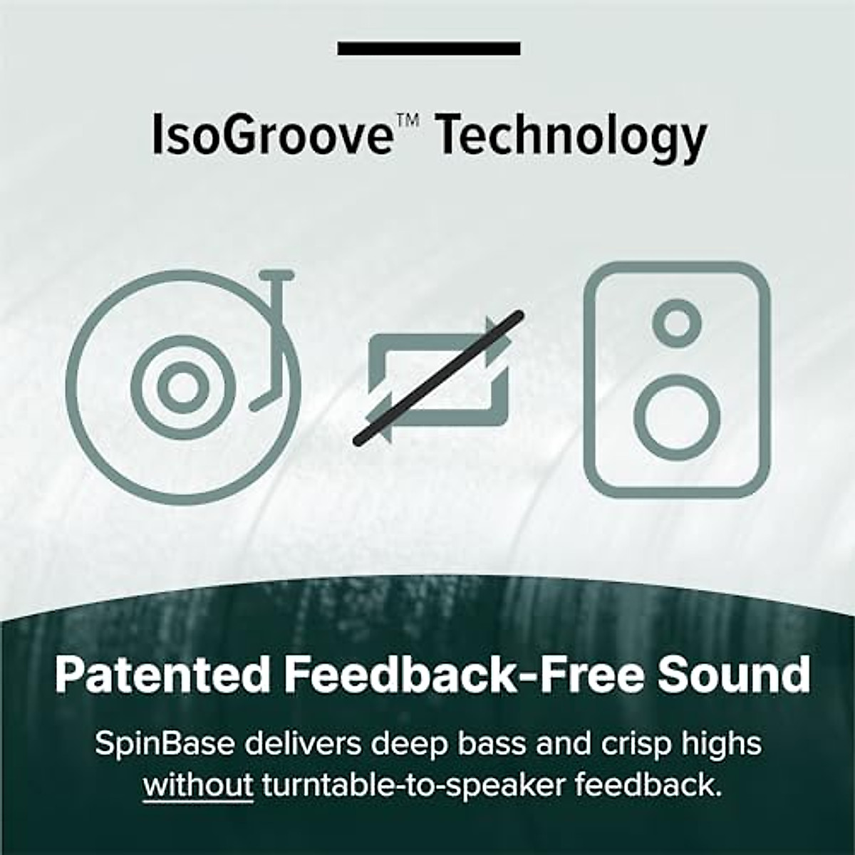 Andover Audio Spinbase Speaker System designed for Turntables; phono input, bluetooth, aux-in, Bass and Treble control, ISOGroove Anti-Feedback - (White)