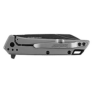 Kershaw Misdirect Pocketknife; 2.9 in. 4Cr13 Black-Oxide Blackwash Finish Blade, Stainless Steel Stonewash Finish Handle Equipped with SpeedSafe Assisted Opening, Flipper and Frame Lock (1365)