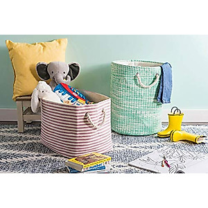 DII Woven Paper Storage Bin, Tweed, Aqua, Large