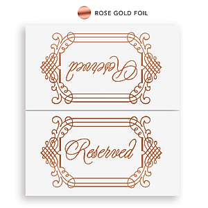 Reserved Signs for Wedding, 20-Pack, Reserved Table Cards, Rose Gold Foil, Seating Signs, for Party, Tent Place Cards for Table, with Space to Write, VIP, Double Sided Reserved Rose 7