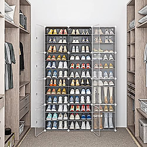 Aeitc Shoe Rack Organizer Shoe Storage Cabinet Narrow Standing Stackable Space Saver (72 Pairs, Grey)