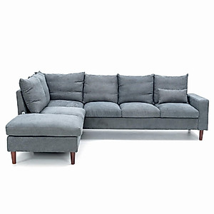 Panana Left/Right Facing Sectional Sofa, L Shape Corner Couch with Butilt-in USB Port Chaise Sectional Couch for Living Room & Apartment, Grey