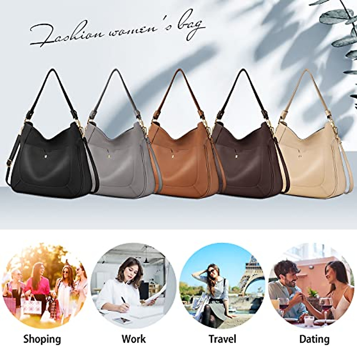 Purses and Handbags Leather Tote Bags for Women PU Hobo Bag Large Shoulder Bag with adjustable shoulder strap