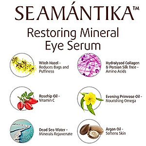 Eye Serum Anti Aging for dry skin, dark circles, wrinkle, puffy eyes - Under eye treatment with Instantly Ageless - bye bye under eye Wrinkle, Natural Under eye serum treatment - SEAMANTIKA