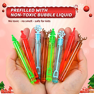 60 Pack Christmas Bubble Wands, Mini Bubble Toys for Christmas Party Favors, Novelty Supplies, Christmas Toys for Girls Boys Kids Classroom Rewards Sock Fillers Gifts