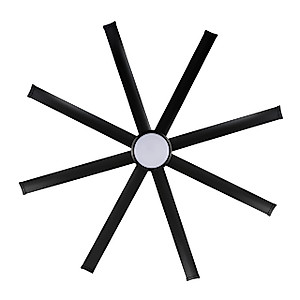 WINGBO 64" Ceiling Fan with Lights and Remote Control, Matte Black Ceiling Fan, 8 Reversible Blades, 6-Speed Noiseless DC Motor, Modern Ceiling Fan for Kitchen Bedroom Living Room, ETL Listed