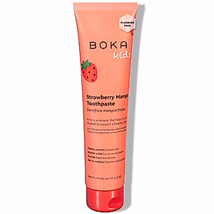 Boka Fluoride Free Toothpaste Nano Hydroxyapatite, Helps Remineralize, Appropriate for Sensitive Teeth, Whitening - for Adult, Kids Oral Care - Strawberry Mango Flavor, 4oz 1Pk - US Manufactured