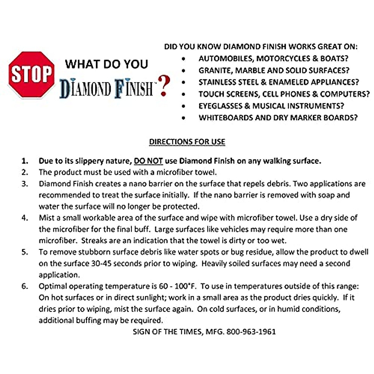 Diamond Finish 64oz Refill Multi Surface Nano Cleaner Polish Protector for Vehicles, Home, Boats; Removes Dead Bug-Residue, Tar, Bird Poop, Brake Dust, Tree Sap, Grease, Fingerprints - while it Shines