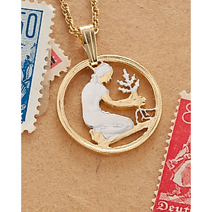 Germany Pendant & Necklace, German 50 Pfenning Hand Cut Coin