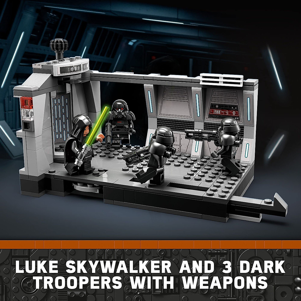LEGO Star Wars Dark Trooper Attack Set, Mandalorian Toy 75324, with Revolving Elevator, Luke Skywalker Minifigure and Lightsaber, Pretend Play Building Set for Kids Age 8+ Years Old