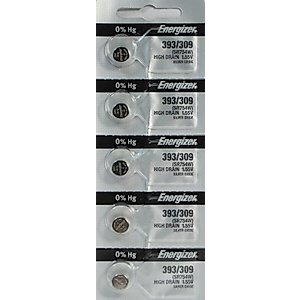 393 or 309 Energizer - 1 Pack of 5 Batteries. SR48W, AG5, LR754, SR754W Timex F Energizer 393