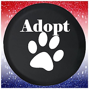 Spare Tire Cover - Tire Accessories for SUV's, Campers, RV's, Trucks, and More | Adopt Paw Print Dog Black 35 Inch
