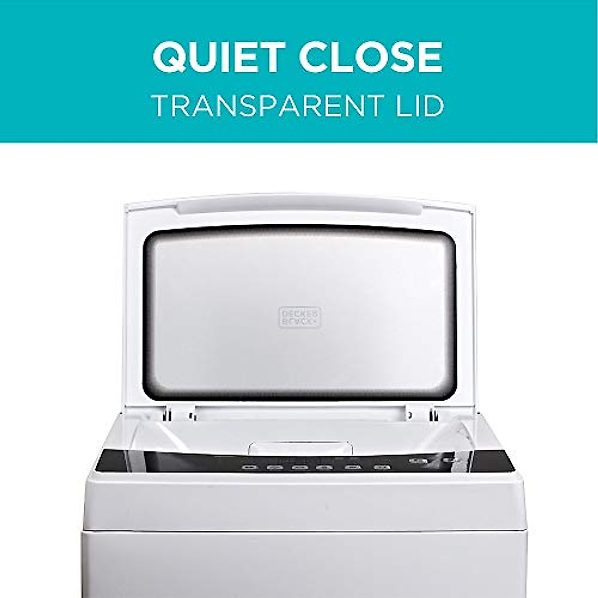 BLACK+DECKER Small Portable Washer, Washing Machine for Household Use, Portable Washer 1.7 Sq. Ft. with 6 Cycles, Transparent Lid & LED Display