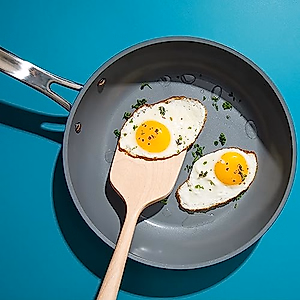 Sur La Table Kitchen Essentials 10 Piece PFA Free Non-Toxic Titanium Ceramic Nonstick Interior Forged Aluminum Cookware Pots and Pans Set - Linen White - Induction Compatible