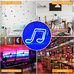 VIFULIN Music Note Neon Signs Blue LED Neon Light USB or Battery Operated Music Note LED Neon Light Signs Tik Tok LED Night Light for Bedroom Wall Decor Living Room Bar Party Wedding Christmas(Blue)
