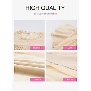 Dokotoo Womens Sundresses Ladies Summer Spring High Neck Ruffle Elegant Loose Fit Flare Short Sleeve Cute Chiffon Boho Flowy Swing Tunic Mini Short Dresses for Women Casual Summer Beige Large