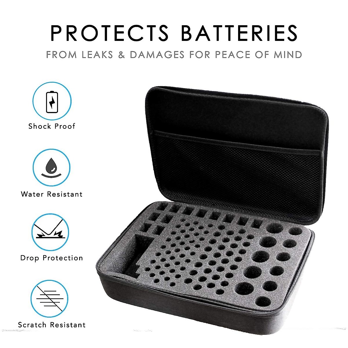 MaximalPower Hard Battery Organizer Storage Box Carry Case for Assorted Sizes AA AAA C D 9V Batteries [Batteries NOT Included] (Battery Case & Tester)