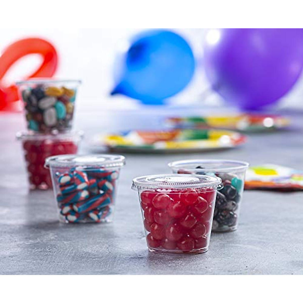 Plastimade Clear Disposable Plastic Portion Cups With Lids (100 Sets - 5.5 Oz) - Disposable Condiment Cups, Thanksgiving Sauce/Dip/Dressing Cups, Souffle Cups & Jello Shot Cups With Lids