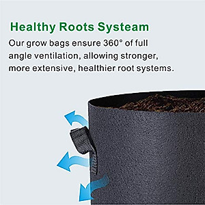 Hongruilite 1 2 3 5 7 10 15 20 25 Gallon 6/12/24-Pack Planting Grow Bags Black Fabric Grow Pots Bags for Hydroponic Indoor Plant Growing (15 Gallon w/Handles(12-Pack))