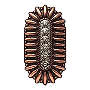 Rosemarie & Jubalee Women's Western Style Statement Chunky Adjustable Band Cowgirl Chic Cocktail Ring (Oval Copper With Silver Tone, 2.5")