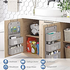 Fixwal Dual Sided Hanging Closet Organizer 6-Shelf Over The Door Organizer Separable Wall Mount Storage for Baby Nursery Bathroom College Dorm Kids Room Pantry Camper RV, Grey