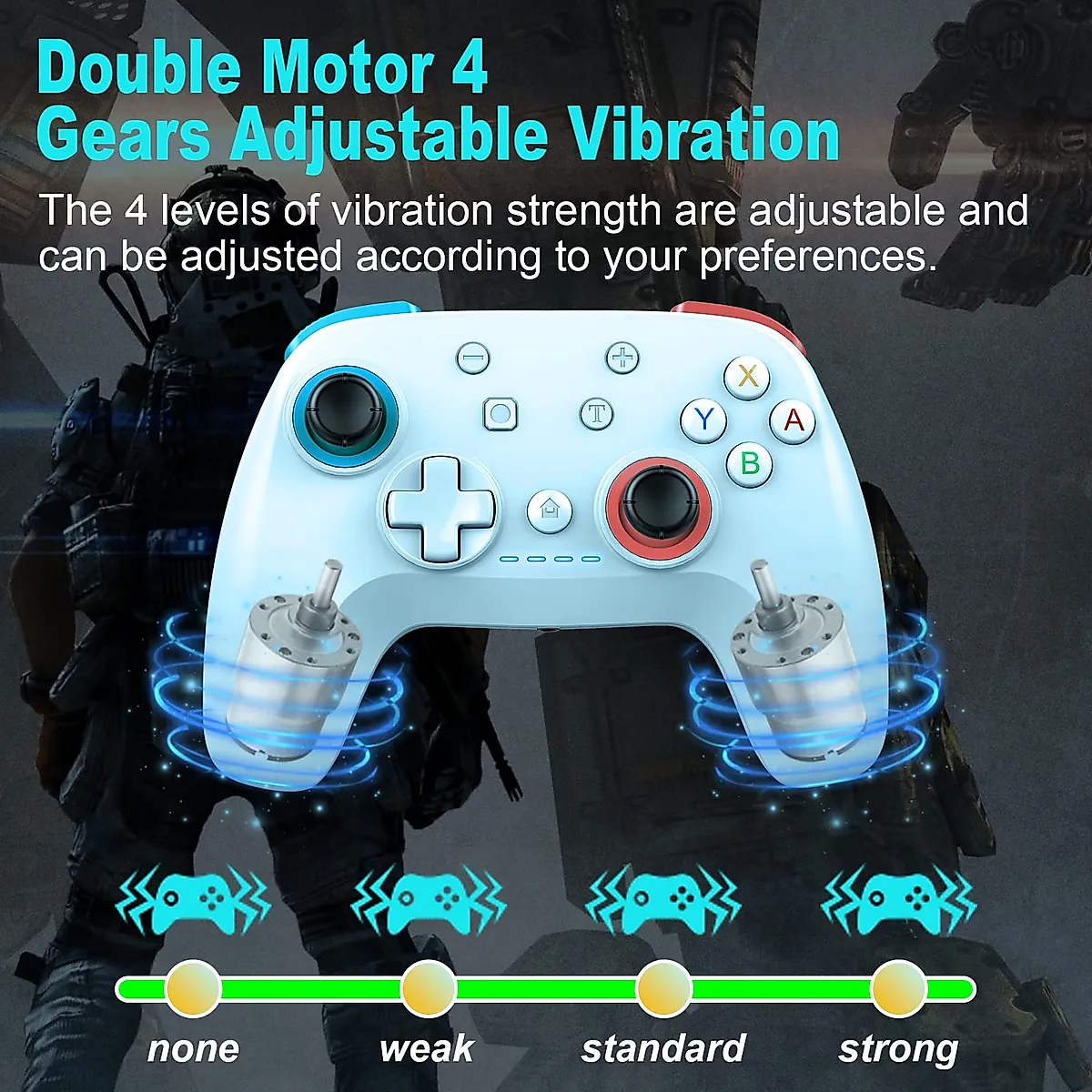 FLIEEP Switch Controller - Wireless Switch Controller for Nintendo Switch/Switch OLED/Switch Lite with Macro Button, 3 Levels Turbo Function, 4 Levels Adjustable Vibration, Six-Axis Motion Control