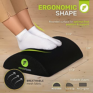 ErgoFoam Foot Rest Under Desk (Mesh) - Premium Under Desk Footrest - Desk Foot Rest for Lumbar, Back, Knee Pain - Foot Stool Rocker (Black)
