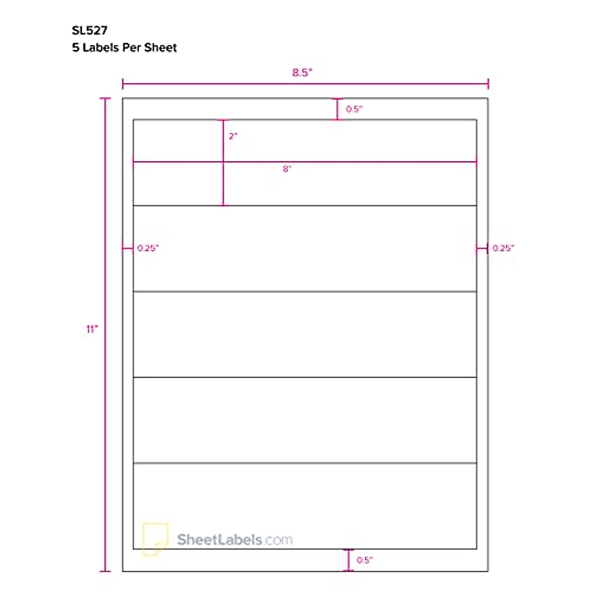 Water Bottle Labels - Not Waterproof - from SheetLabels.com, 2" x 8", Laser or Inkjet Printable, Easy to Peel, 125 Labels - 25 Sheets