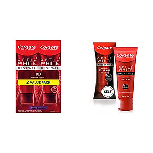 Colgate Optic White Renewal and Pro Series Whitening Toothpaste Bundle (2 Pack)