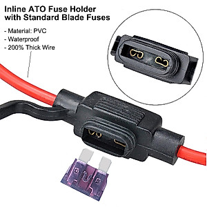 MuHize 10 Gauge Inline Fuse Holder - Heavy Duty 10 AWG Waterproof Add a Circuit Fuse Holder, Standard APR ATO ATC Fuse Holder with 40AMP Standard Fuses(3 Pack)