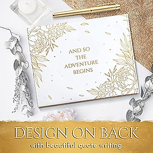Gold Floral Wedding Guest Book, Wedding Guestbook with Pen, Guest Book Wedding Gold Hot Foil Stamping, Bridal Shower Guest Book Gold Paper Edge, Wedding Guestbook Alternative, Guestbook Wedding