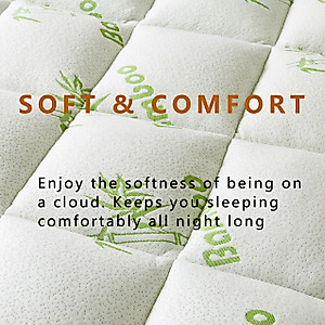 Bamboo_Viscose Mattress Topper Queen Size, Cooling Extra Thick Breathable Mattress pad, 8-21”Deep Pocket Soft Quilted Fitted Mattress Cover with Down Alternative Fill