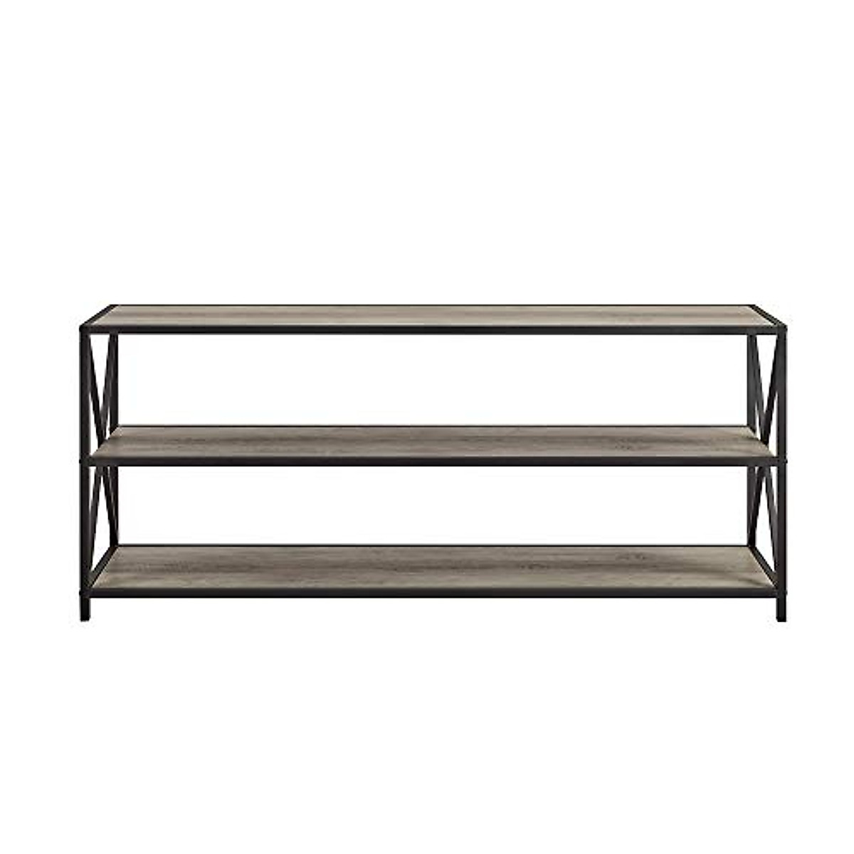 Walker Edison 2 Shelf Industrial Wood Metal Bookcase Tall Bookshelf Storage Home Office, 60 Inch, Grey