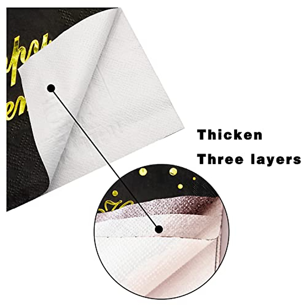 Pandecor 50 Pack 3 Layers Birthday Party Supplies,6.5 x 6.5 In Paper Napkins Birthday Party Decorations (50th birthday napkins)