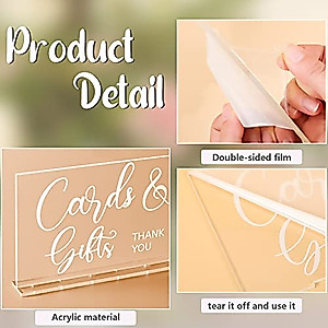 Yulejo 2 Pieces Acrylic Wedding Reception Sign Guest Book Sign Cards and Gifts Wedding Sign with Stand Rustic Farmhouse Hanging for Wedding Cabin Beach Party Home Decor, 2 Styles (White Printing)