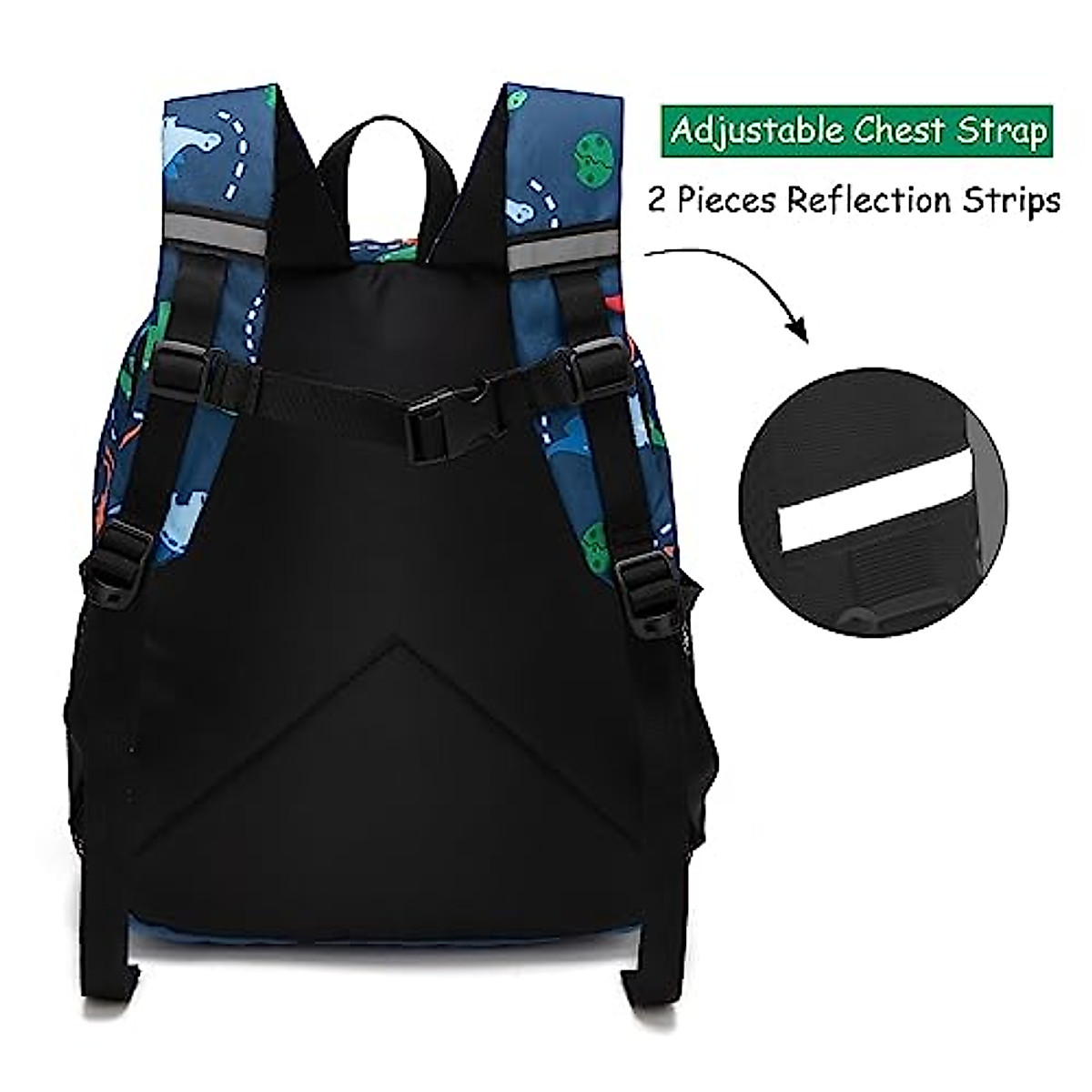 JinBeryl Toddler Backpack Boys, 12 Inch Kids Backpack for Preschool or Kindergarten, Dinosaur Navy Blue